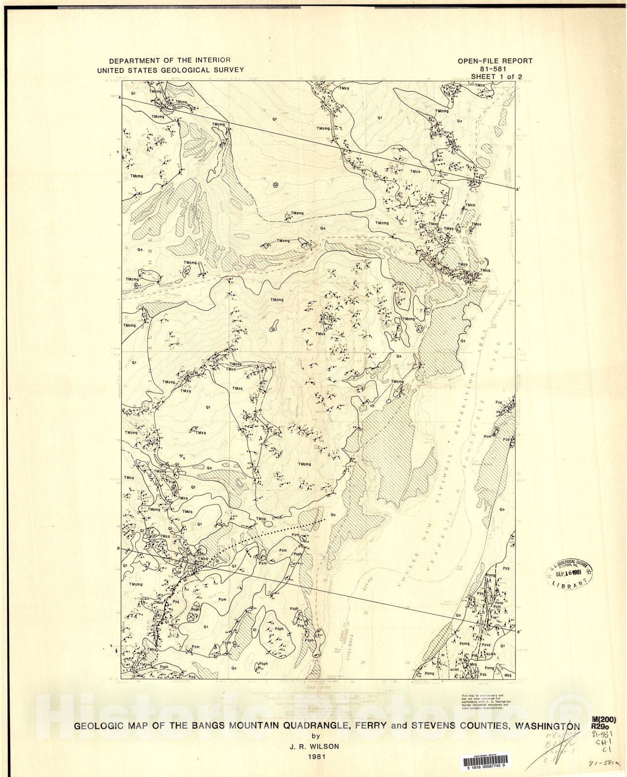 Map : Geologic map of the Bangs Mountain quadrangle, Ferry and Stevens ...