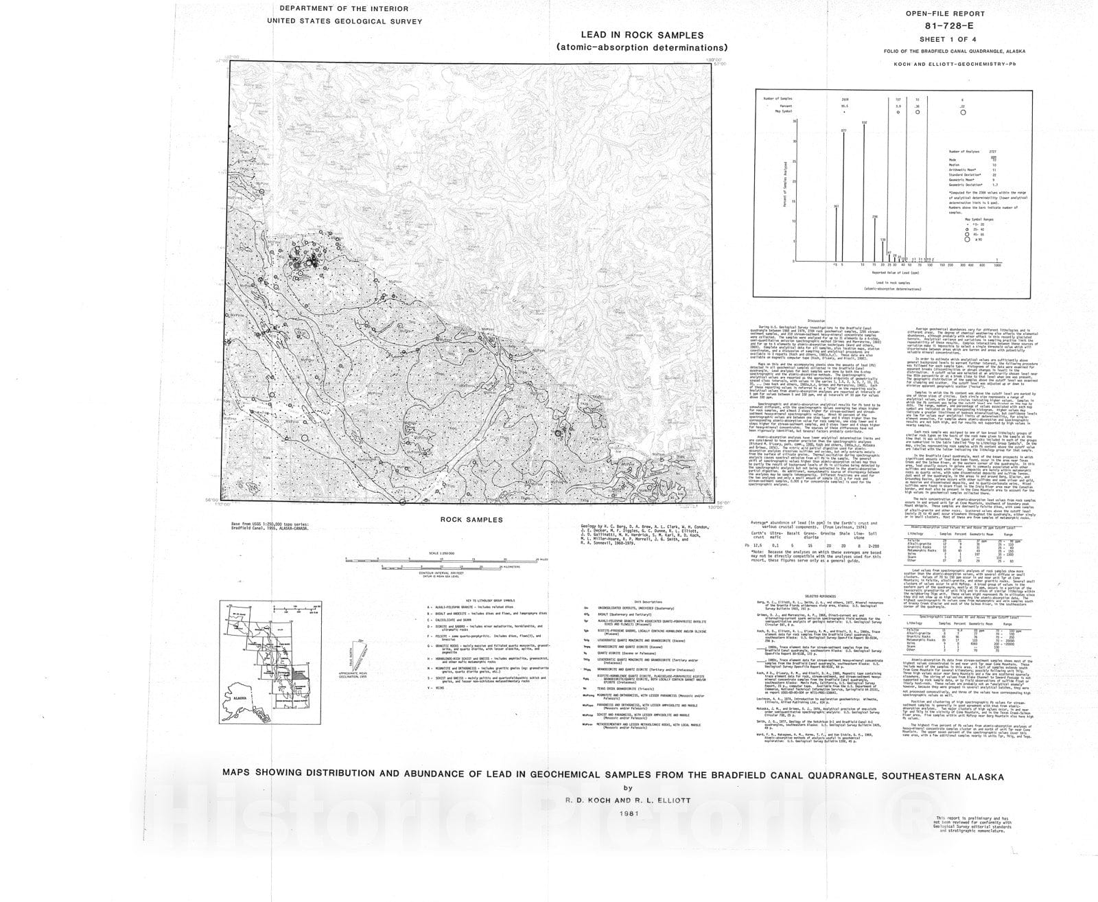 Map : Maps showing distribution and abundance of lead in geochemical s ...