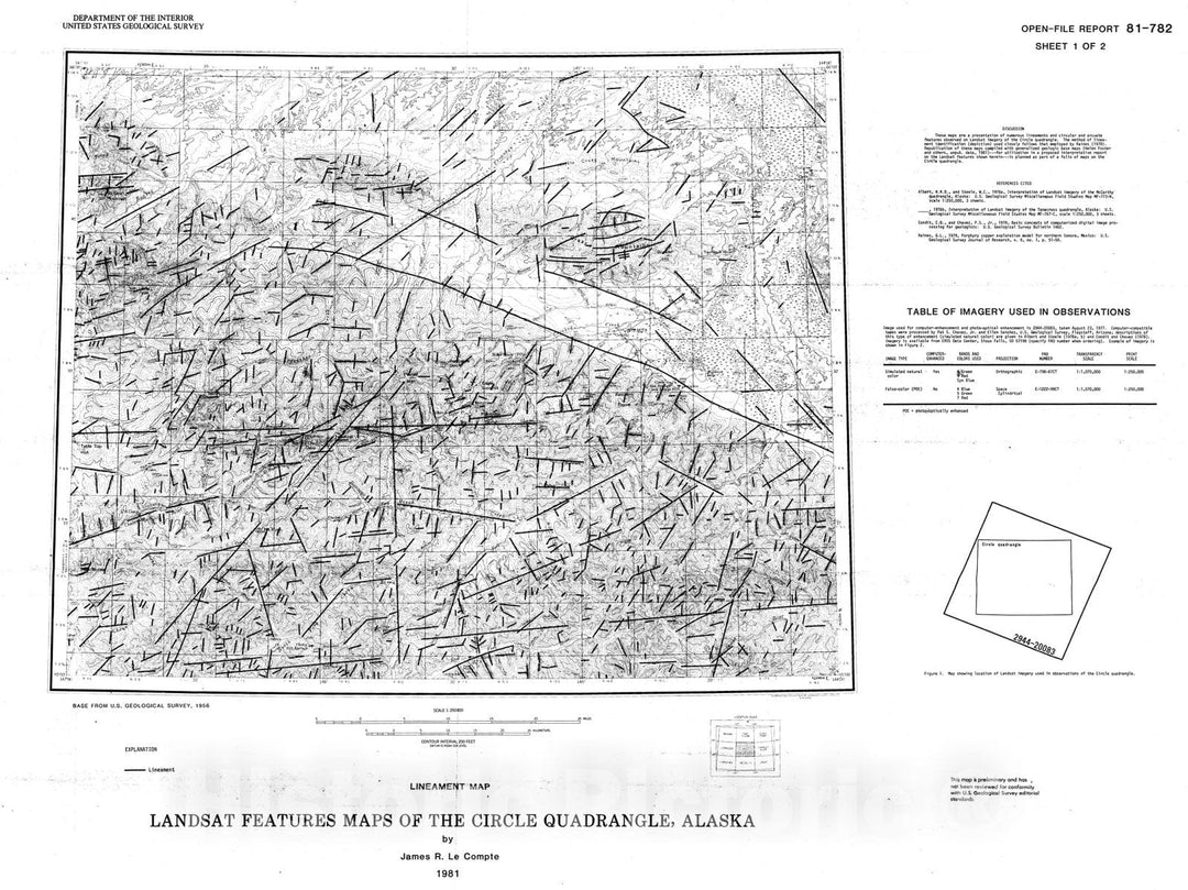 Map : Landsat features maps of the Circle quadrangle, Alaska, 1981 Car ...