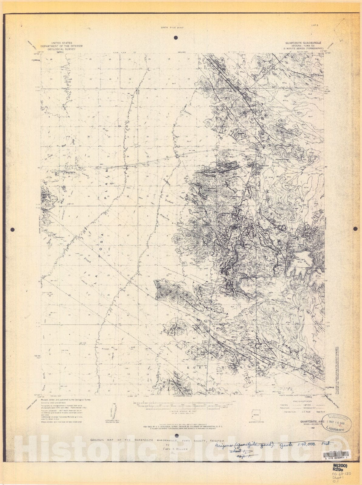 Map : Geologic map of the Quartzsite quadrangle, Yuma County, Arizona ...