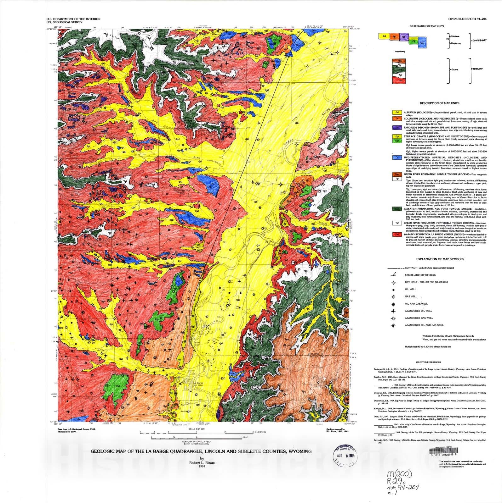Map : Geologic map of the La Barge quadrangle, Lincoln and Sublette Co ...