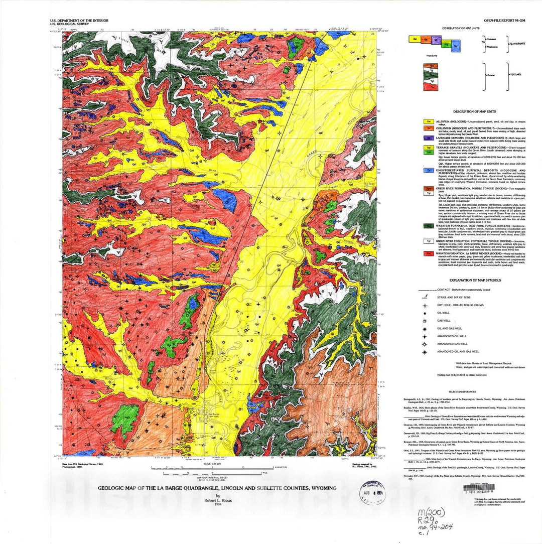 Map : Geologic map of the La Barge quadrangle, Lincoln and Sublette Co ...
