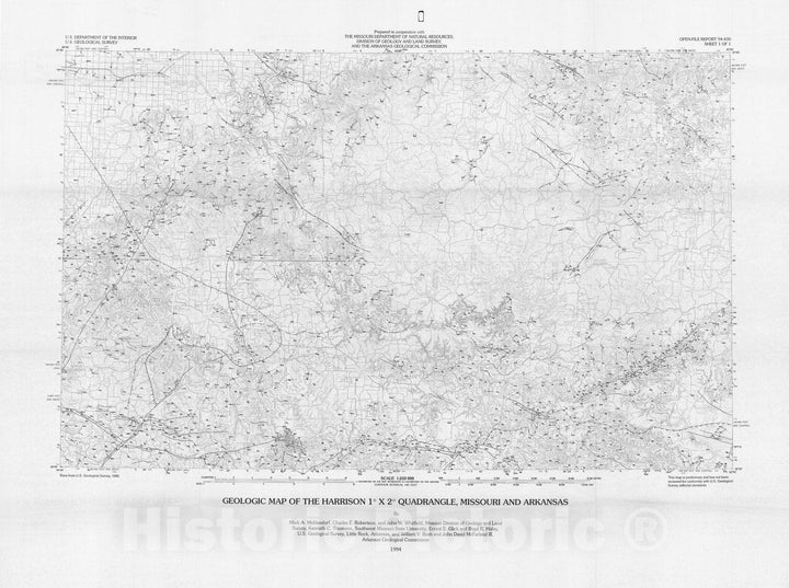Map : Geologic map of the Harrison one degree x two degrees quadrangle ...