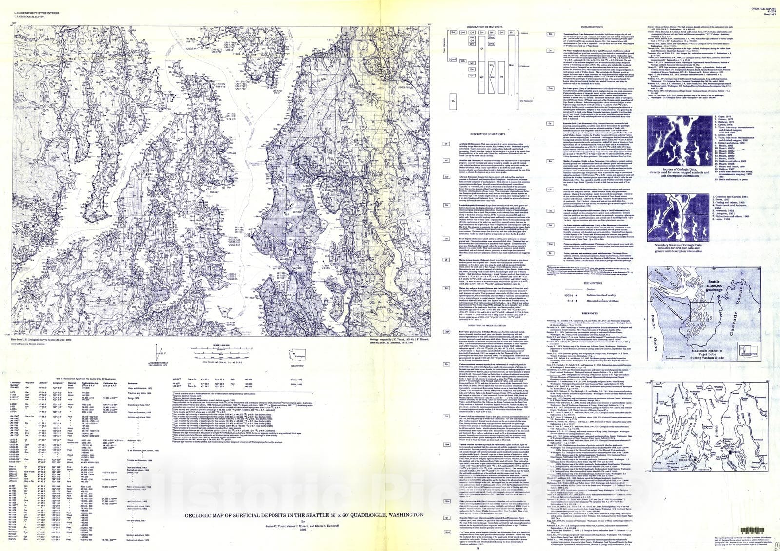 Map : Geologic map of surficial deposits in the Seattle 30' by 60' qua ...