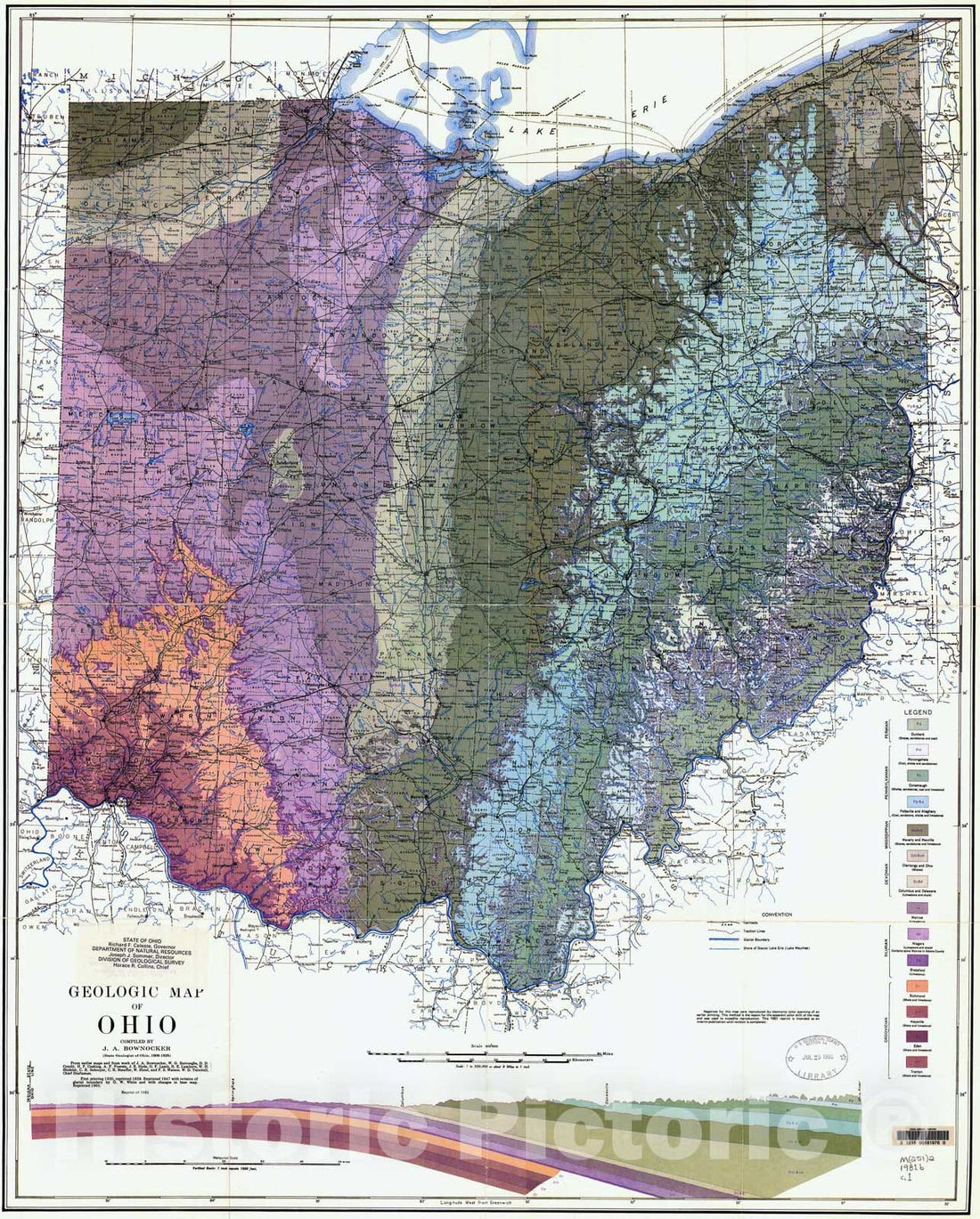 Ohio Bedrock Geologic Map 1920 | Historical Print | Historic Pictoric