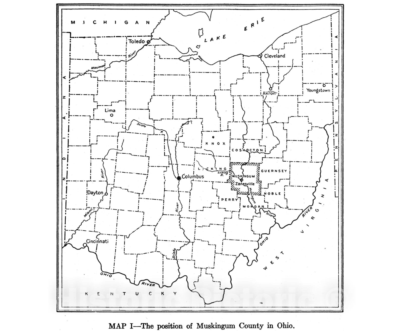 Map : Geology of Muskingum County, 1918 Cartography Wall Art ...