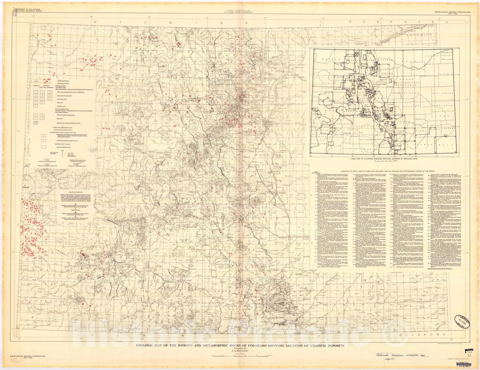 Map : Geologic map of the igneous and metamorphic rocks of Colorado sh ...