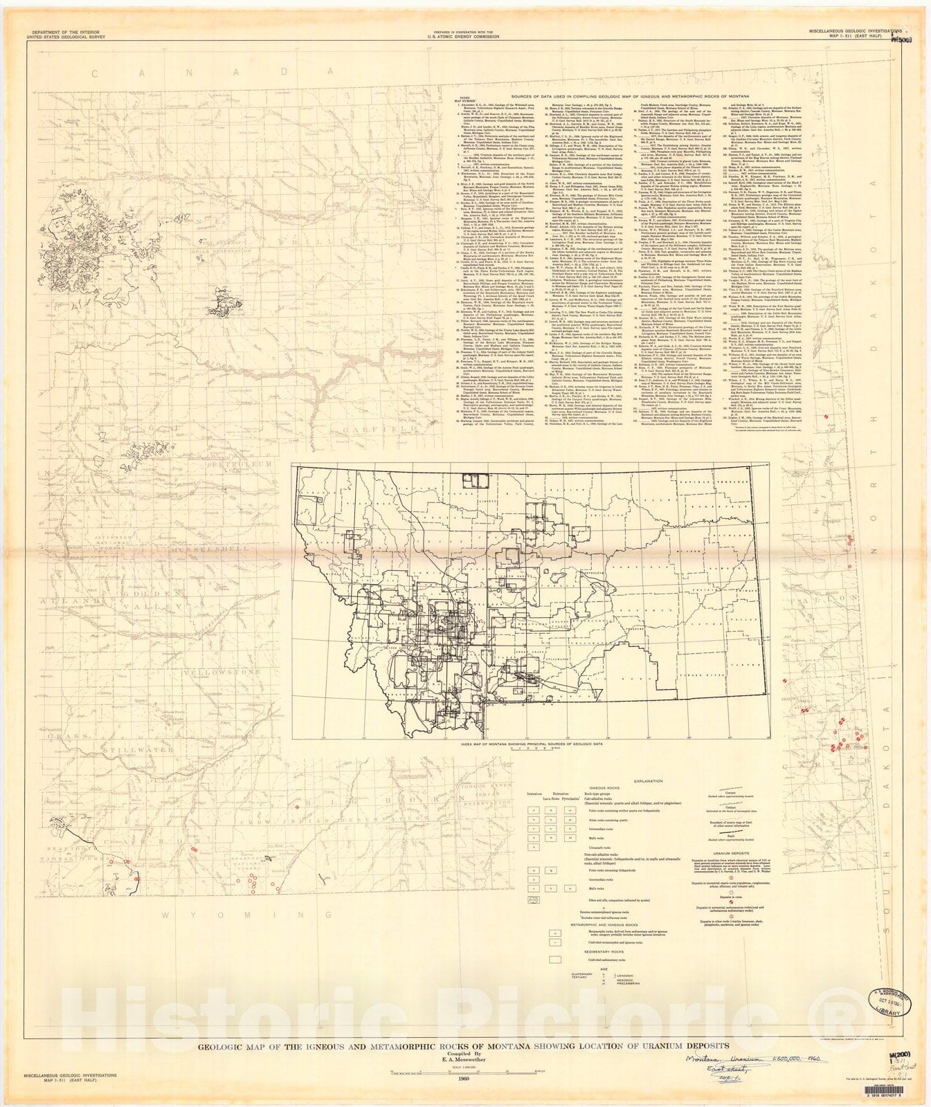 Map : Geologic map of the igneous and metamorphic rocks of Montana sho ...