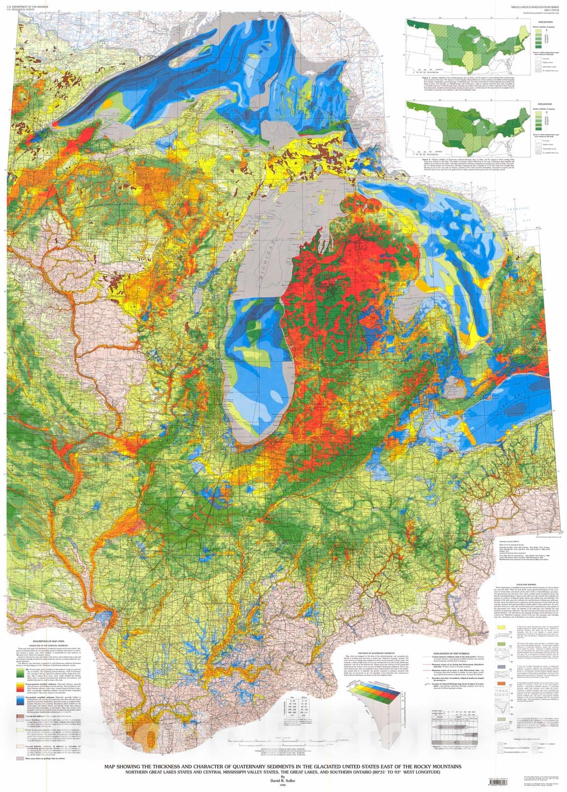 Map : Map showing the thickness and character of Quaternary sediments ...