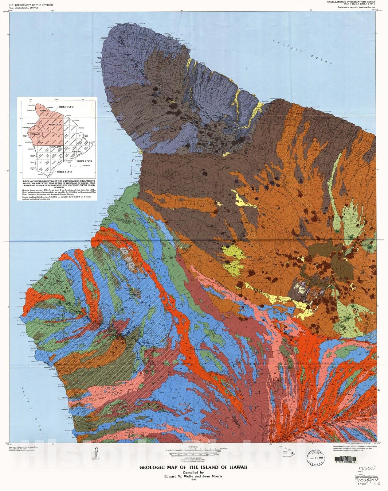 Map : Geologic map of the Island of Hawaii, 1996 Cartography Wall Art ...