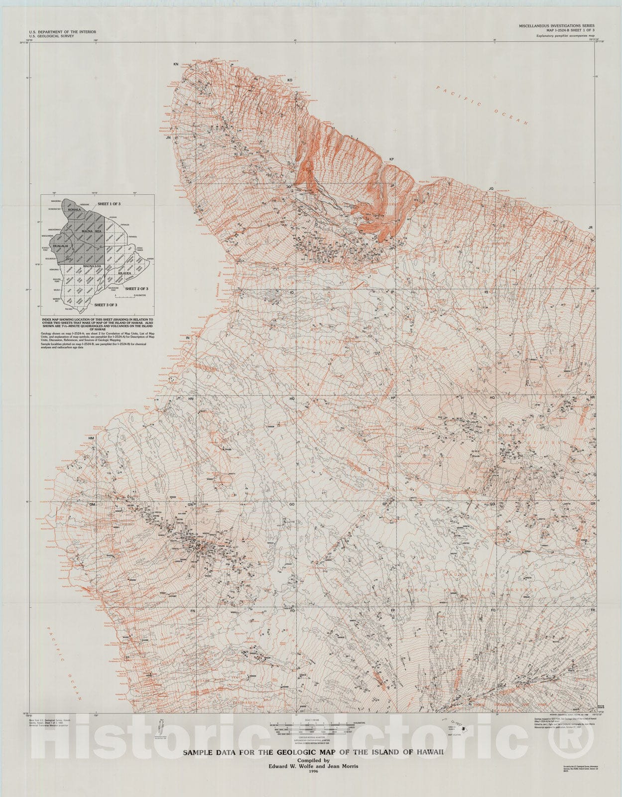 Map : Sample data for the geologic map of the Island of Hawaii, 1996 C ...