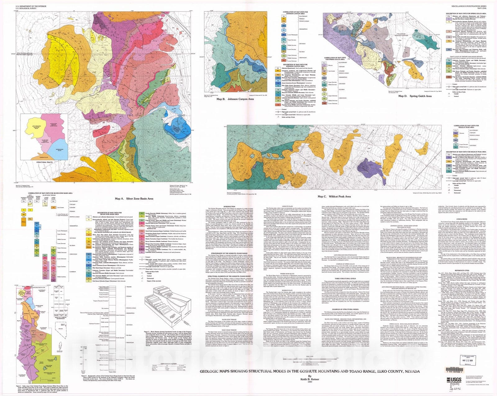 Map : Geologic maps showing structural modes in the Goshute Mountains ...