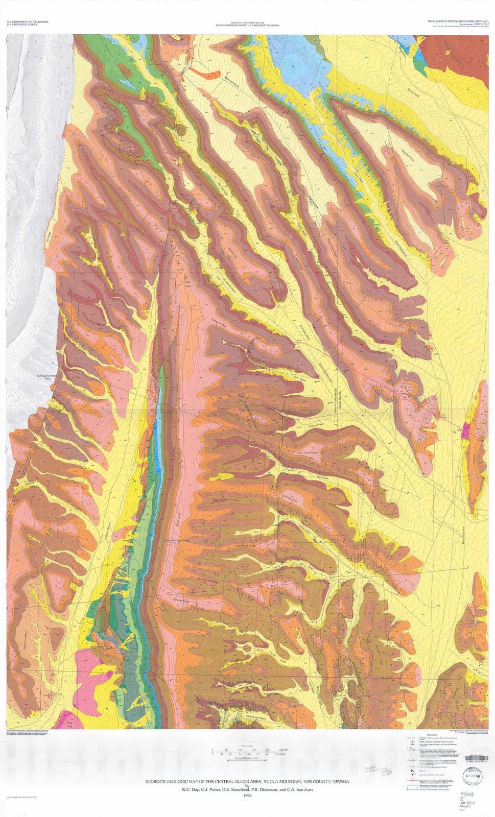 Map : Bedrock geologic map of the central block area, Yucca Mountain ...