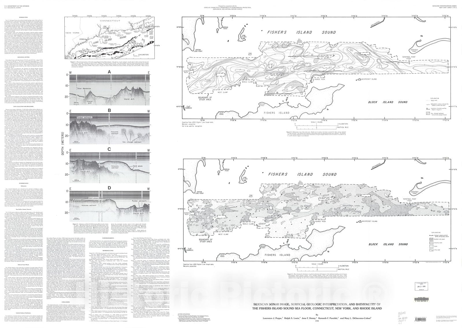 Map : Surficial geologic interpretation, and bathymetry of the Fishers ...
