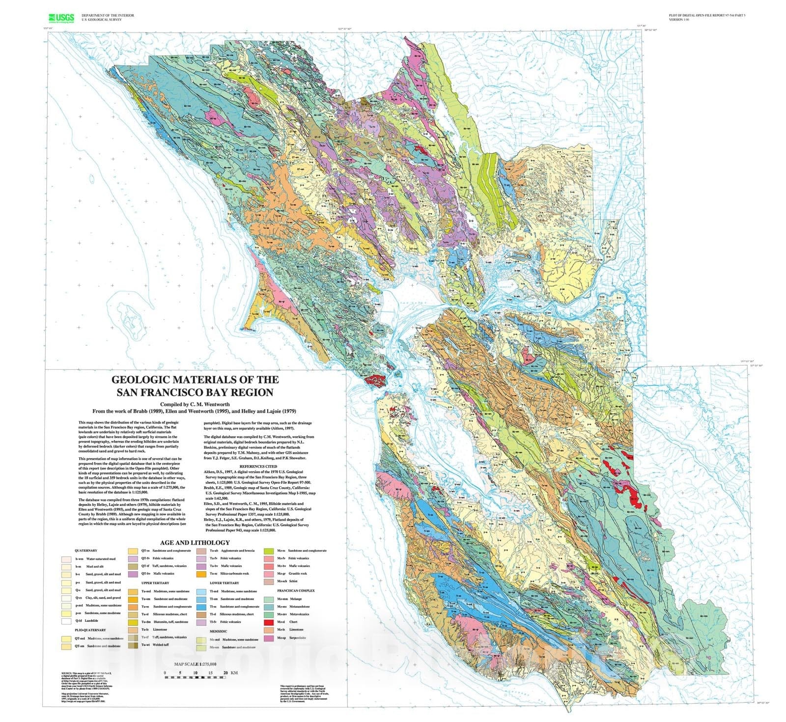 Map : General distribution of geologic materials in the San Francisco ...