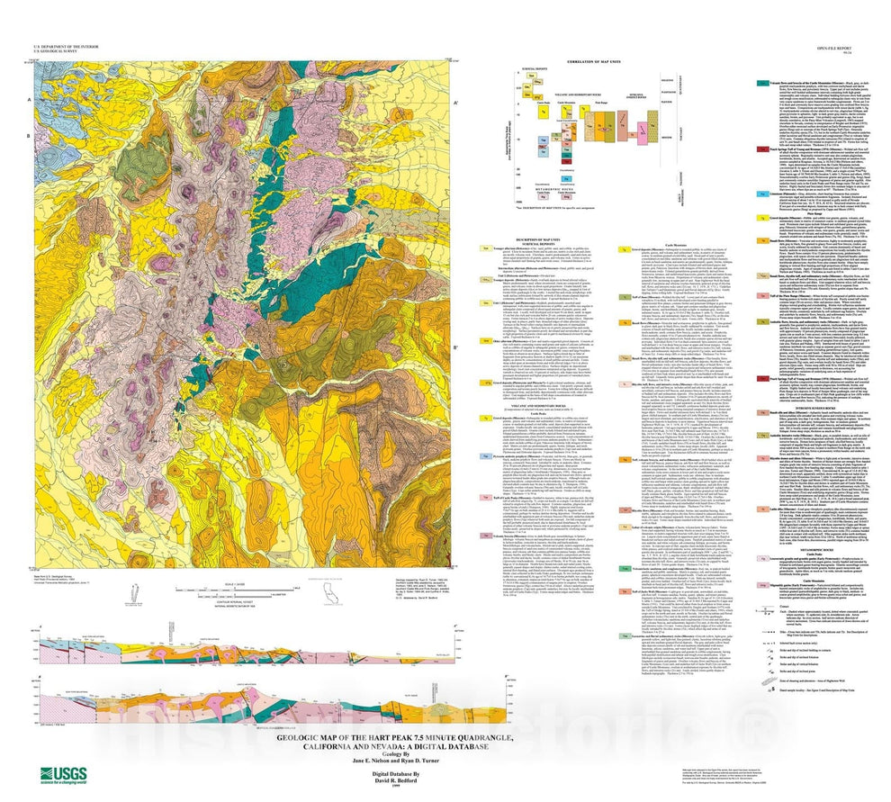 Map : Geologic map of the Hart Peak quadrangle, California and Nevada ...