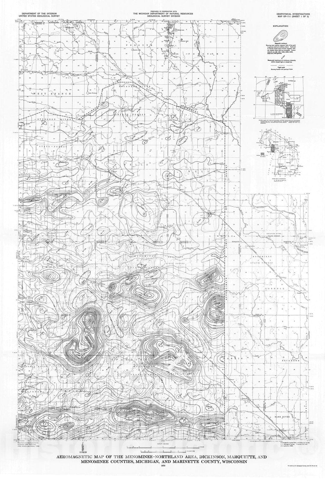Map : Aeromagnetic map of the Menominee - Northland area, Dickinson, M ...