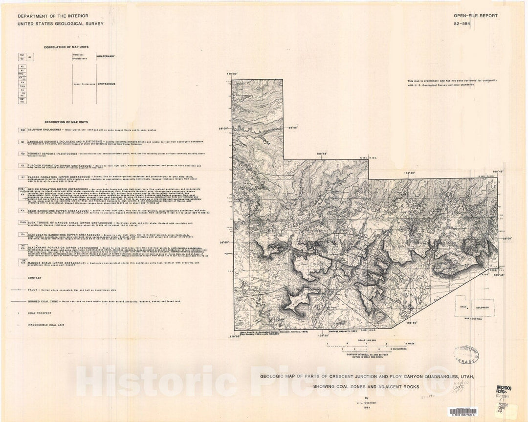 Map : Geologic map of parts of Crescent Junction and Floy Canyon quadr ...