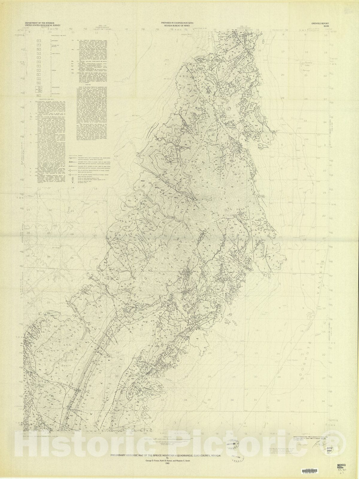 Map : Preliminary geologic map of the Spruce Mountain four quadrangle ...