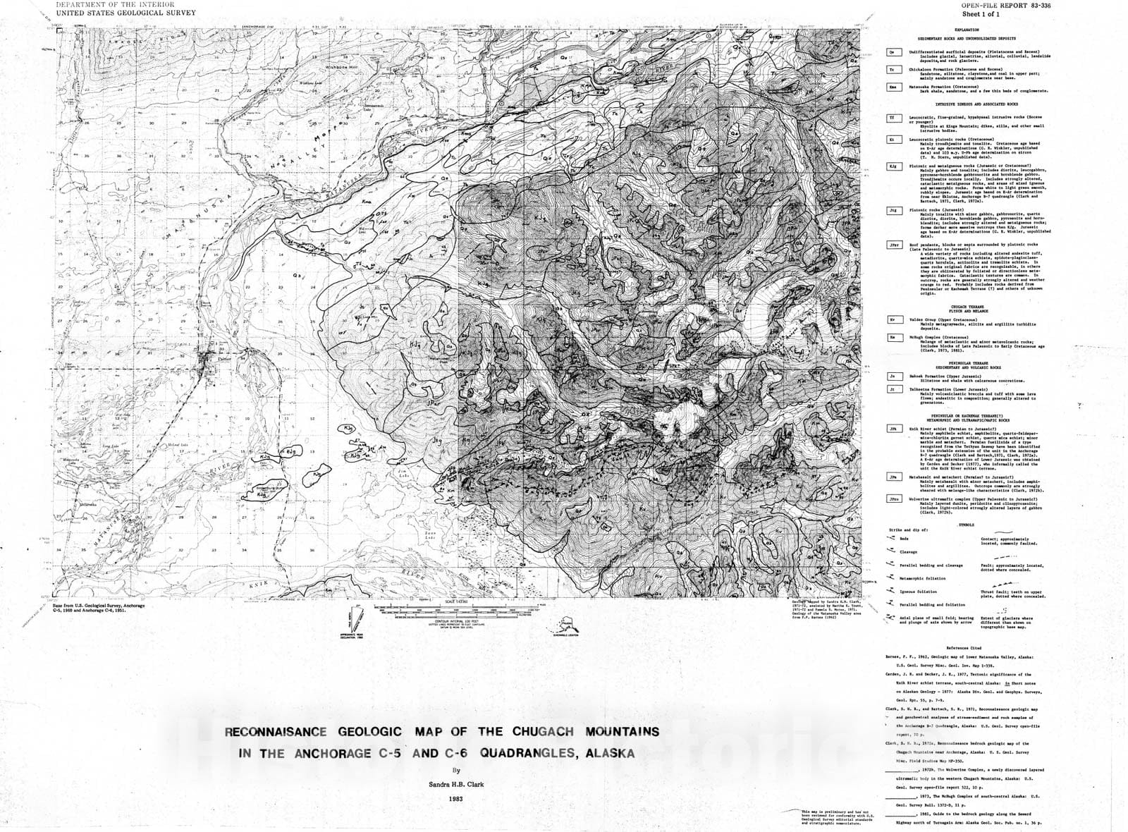 Map : Reconnaissance geologic map of the Chugach Mountains in the Anch ...
