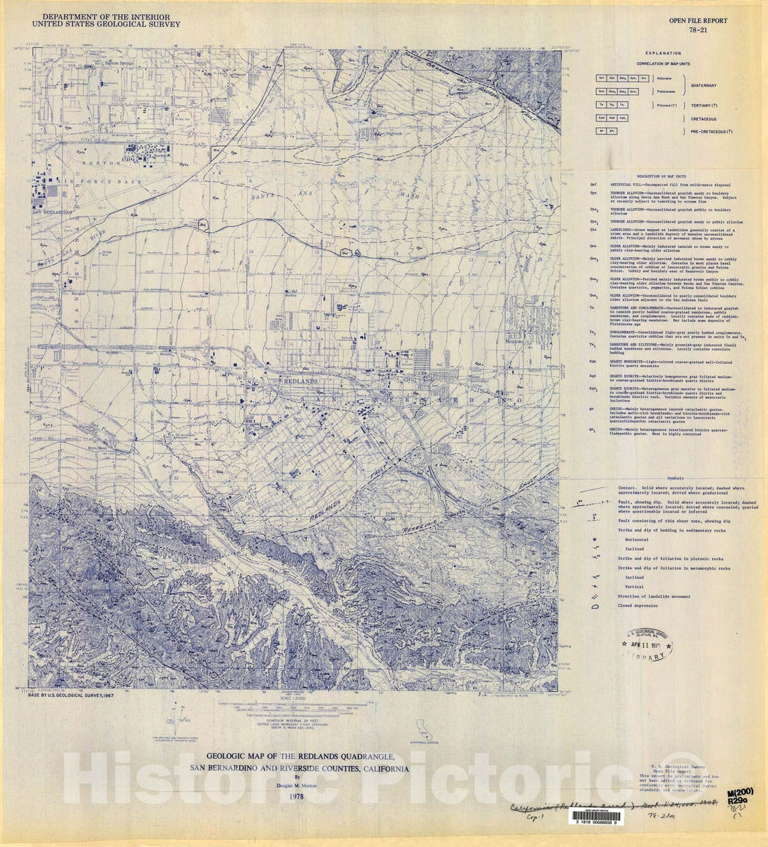 Map : Geologic map of the Redlands quadrangle, San Bernardino and Rive ...