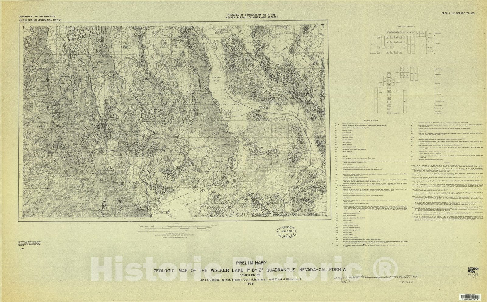 Map : Preliminary geologic map of the Walker Lake one degree by two de ...
