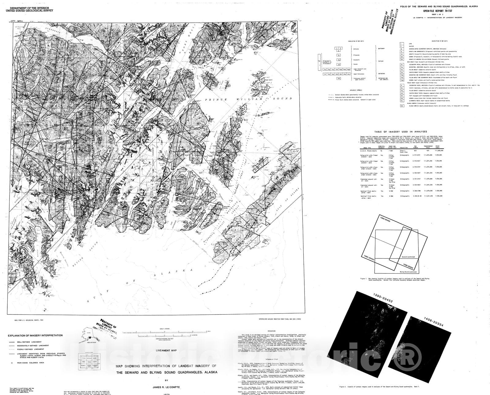 Map : Map showing interpretation of landsat imagery of the Seward and ...