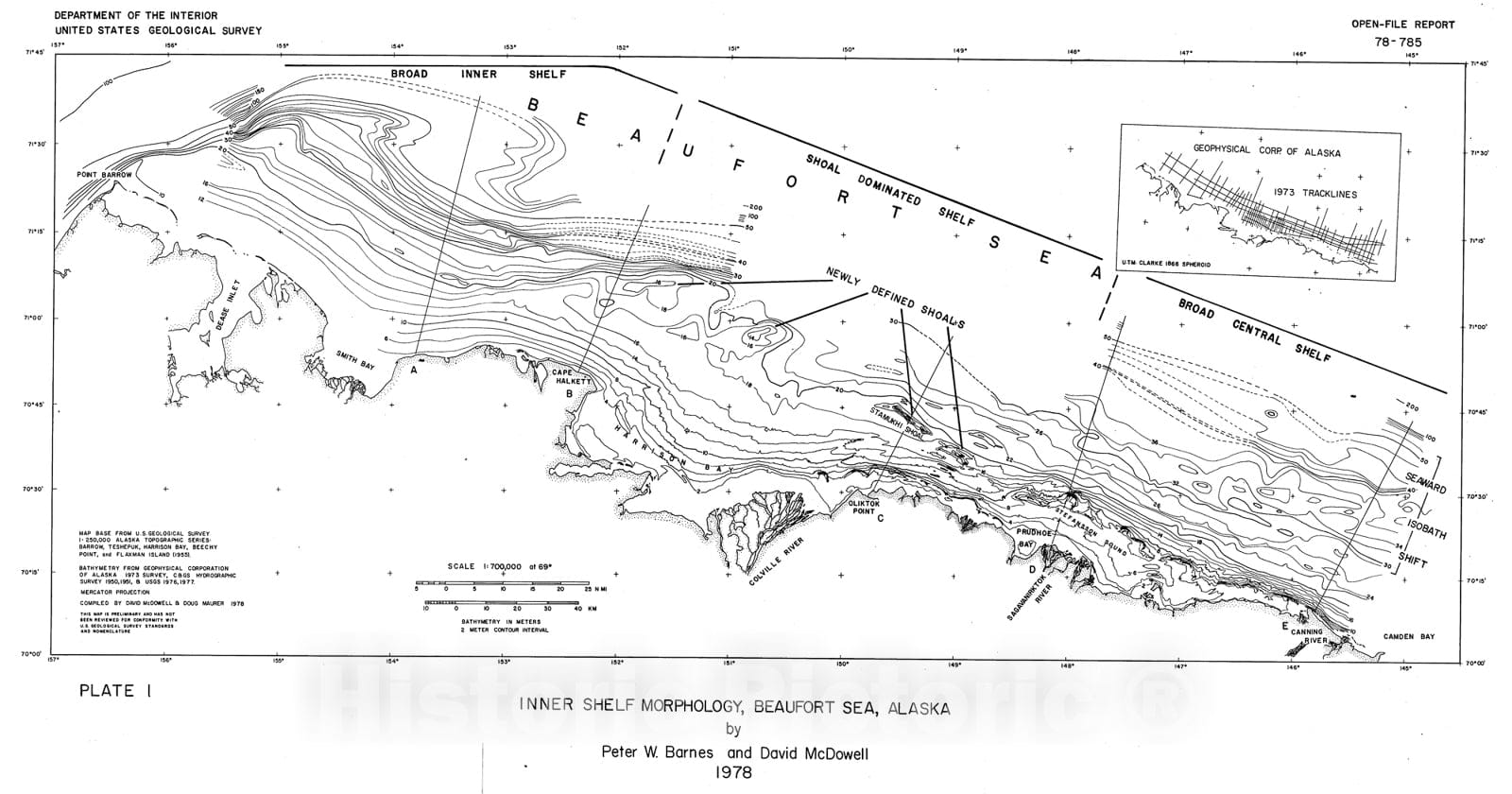 Map : Inner shelf morphology, Beaufort Sea, Alaska, 1978 Cartography W ...