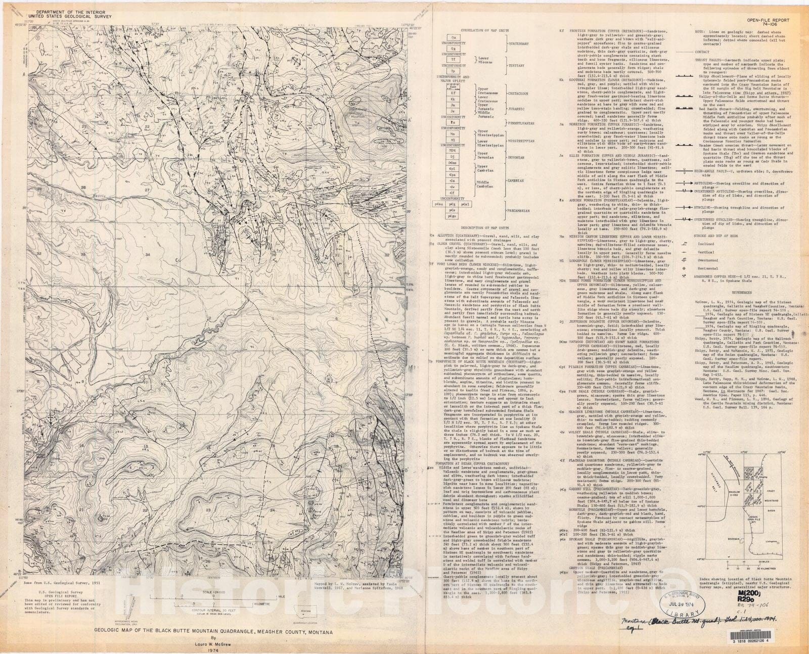 Map : Geologic map of the Black Butte Mountain quadrangle, Meagher Cou ...
