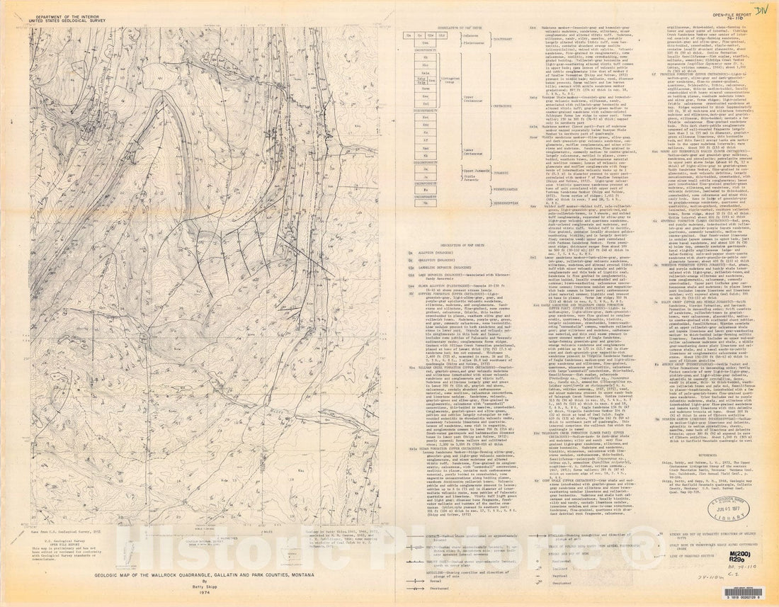 Map : Geologic map of the Wallrock quadrangle, Gallatin and Park Count ...