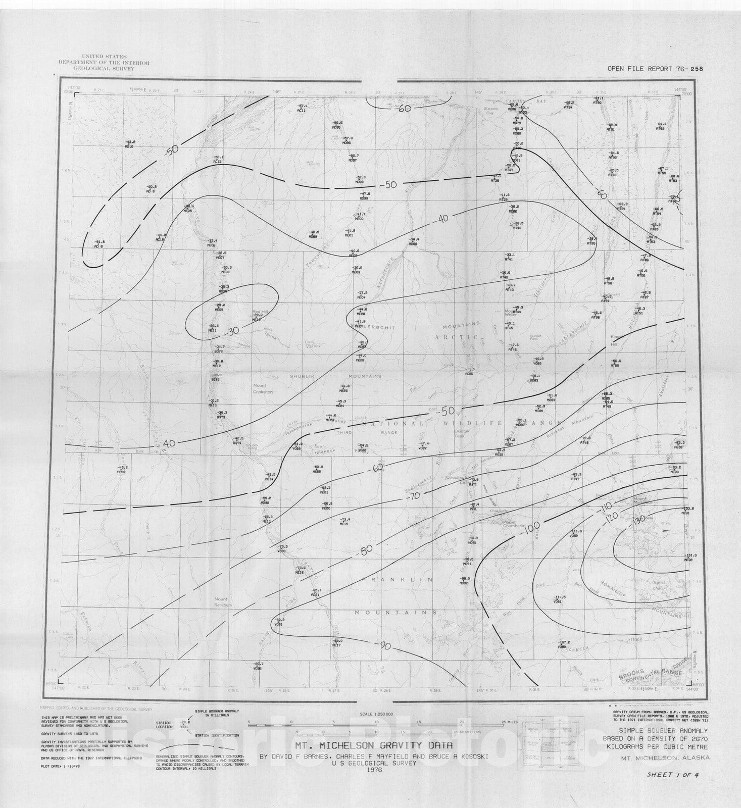 Map : Gravity data from Mt. Michelson, Flaxman Island, Demarcation Poi ...