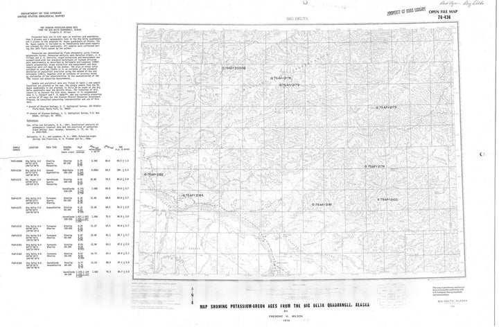 Map : Map showing potassium-argon ages from the Big Delta quadrangle ...