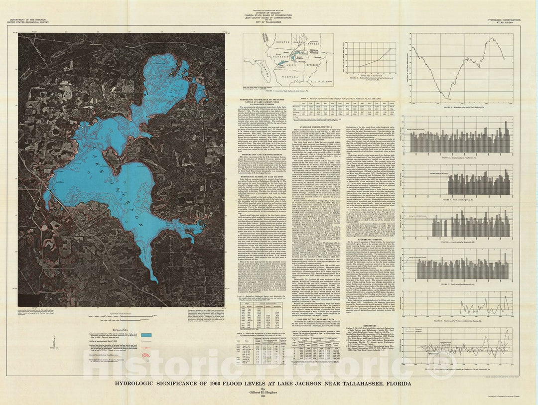 Map : Hydrologic significance of 1966 flood levels at Lake Jackson nea ...