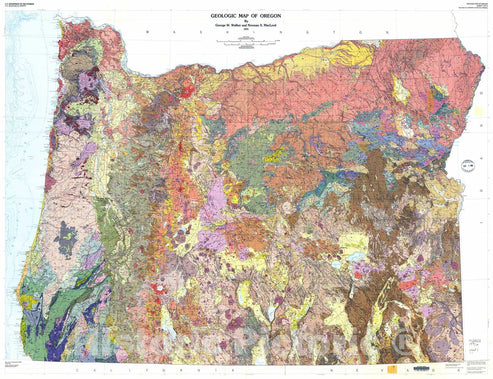Map : Geologic map of Oregon, 1991 Cartography Wall Art : – Historic ...