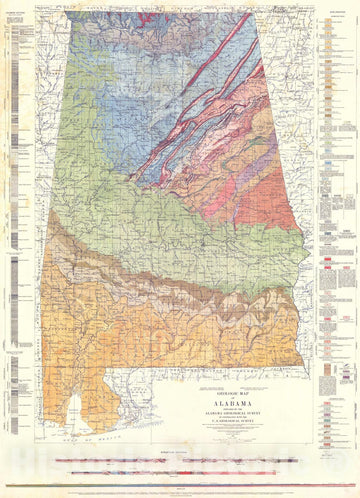 Map : Geologic map of Alabama, 1926 Cartography Wall Art : – Historic ...