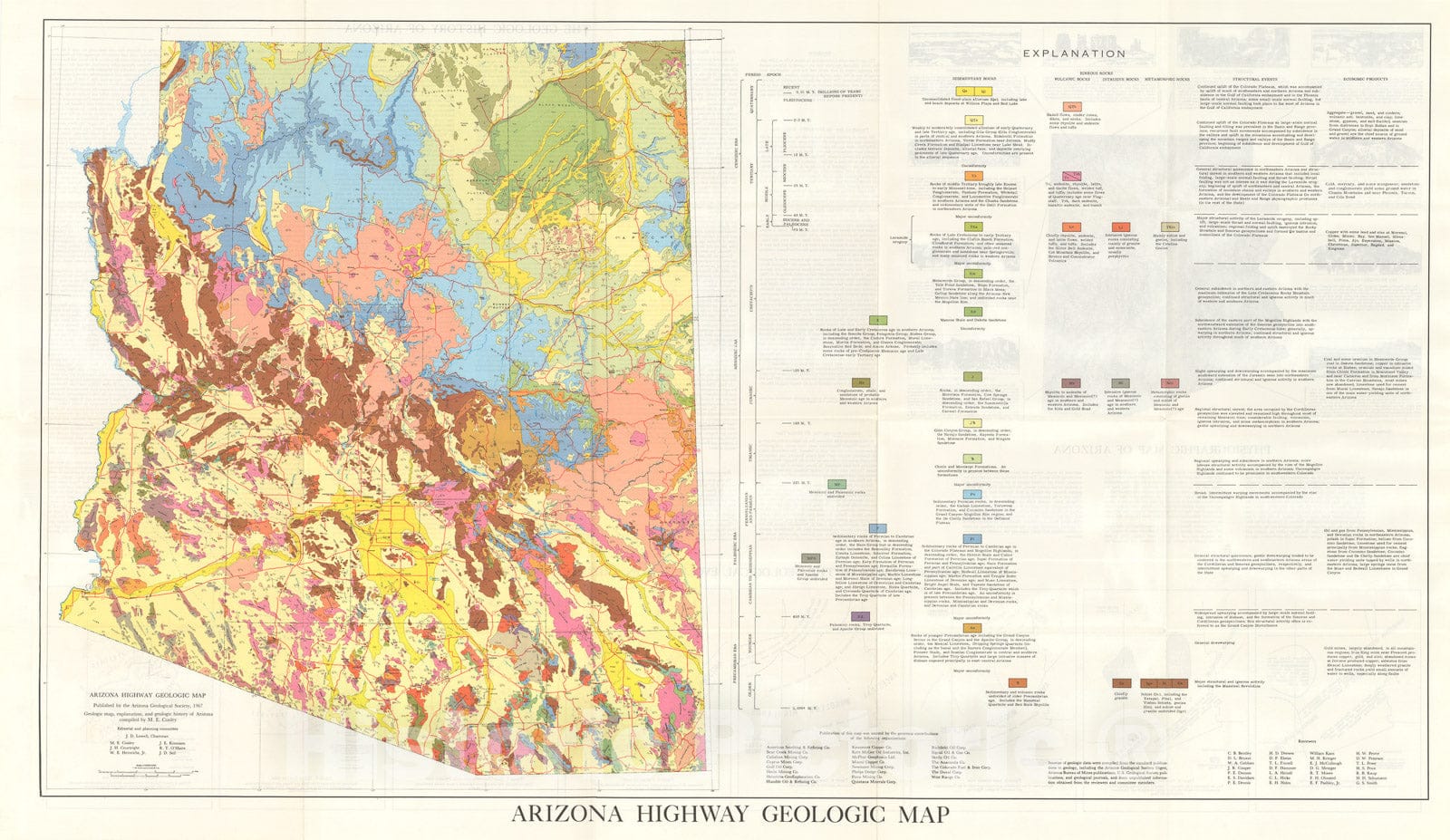 Map : Arizona highway geologic map, 1967 Cartography Wall Art ...