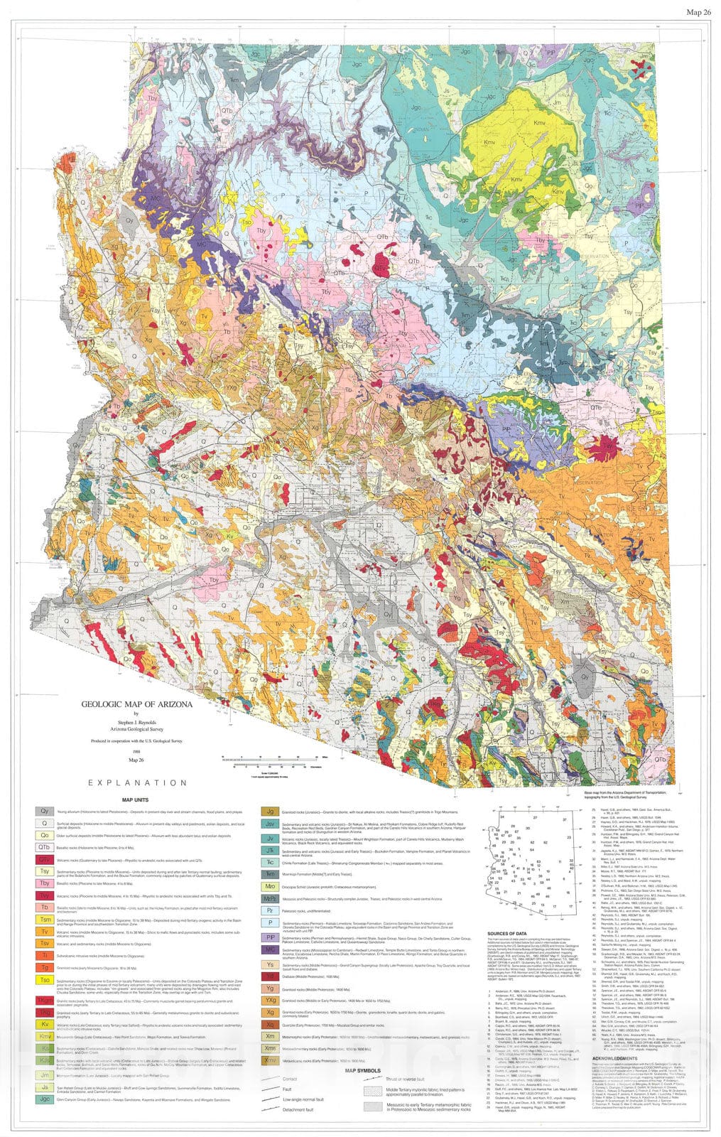 Map : Geologic map of Arizona, 1988 Cartography Wall Art : – Historic ...