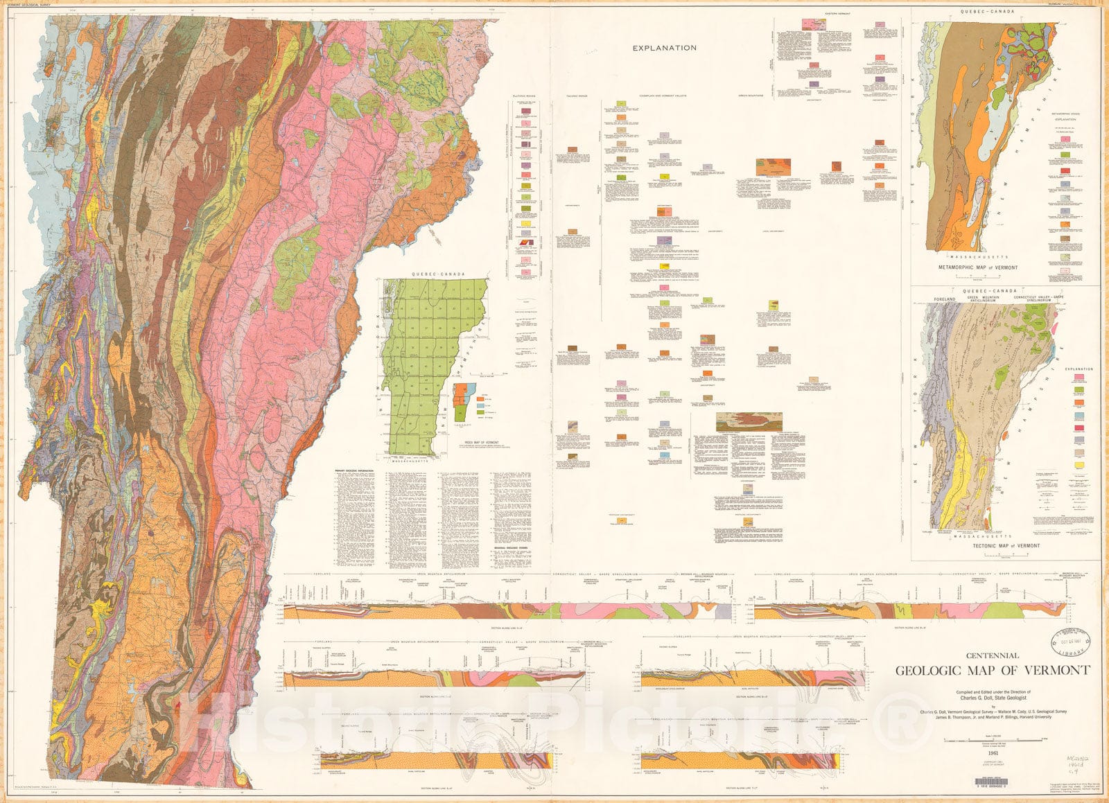 Map : Centennial geologic map of Vermont, 1961 Cartography Wall Art ...