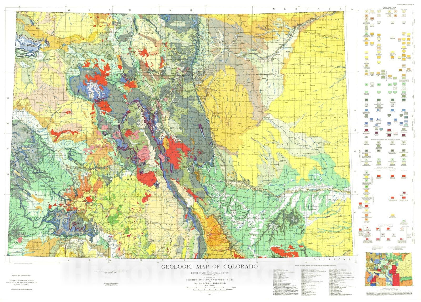 Map : Geologic map of Colorado, 1935 Cartography Wall Art : - Historic ...