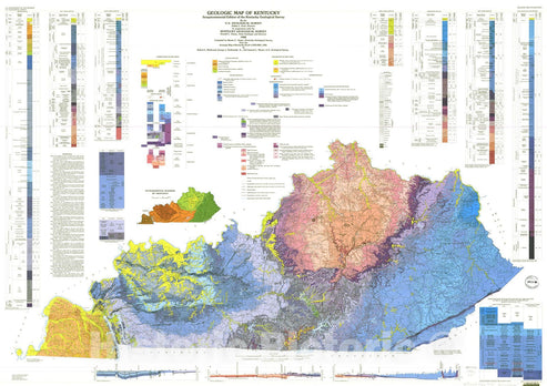 Map : Geologic map of Kentucky, 1988 Cartography Wall Art : – Historic ...