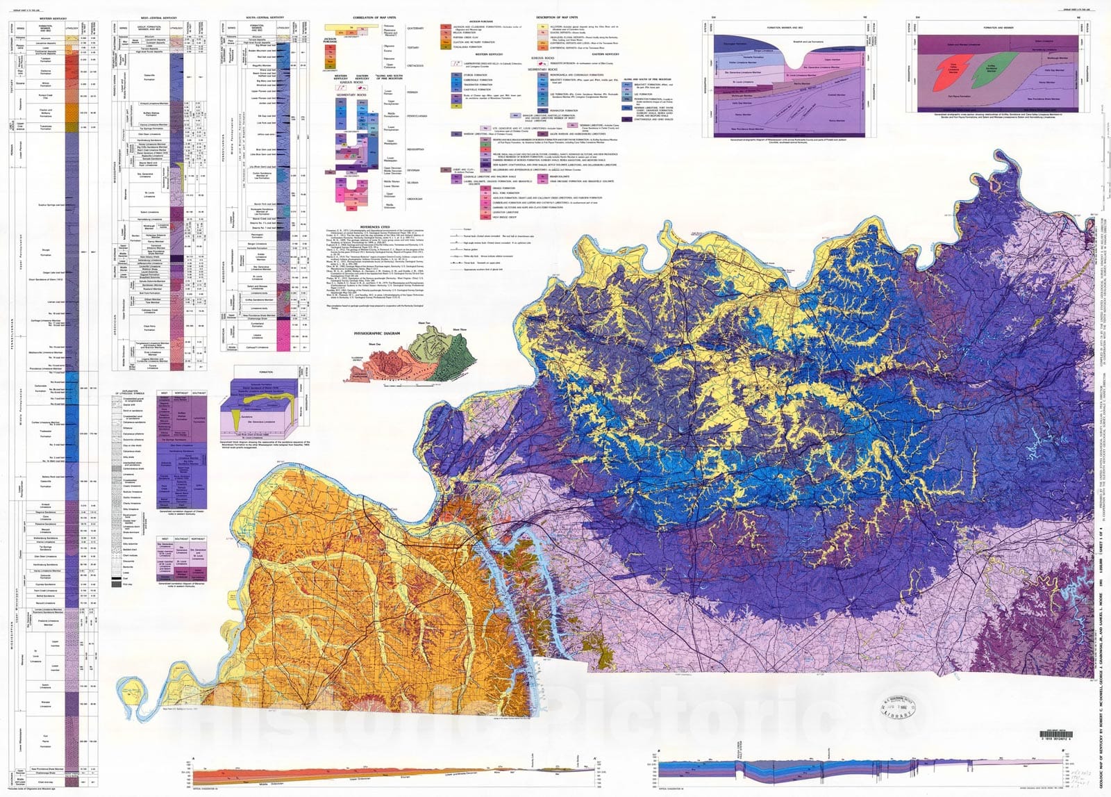 Map : Geologic map of Kentucky, 1981 Cartography Wall Art : – Historic ...