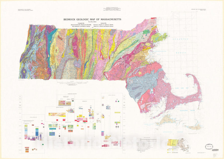 Map : Bedrock geologic map of Massachusetts, 1983 Cartography Wall Art ...