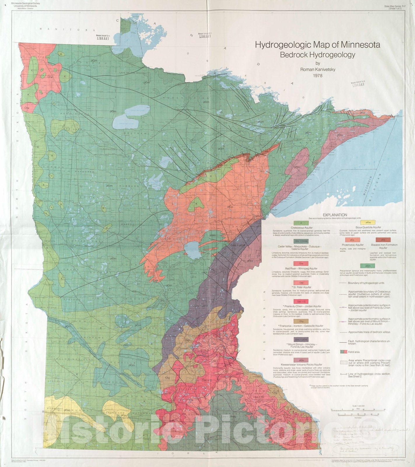 Map : Hydrogeologic map of Minnesota, bedrock hydrogeology, 1979 Carto ...