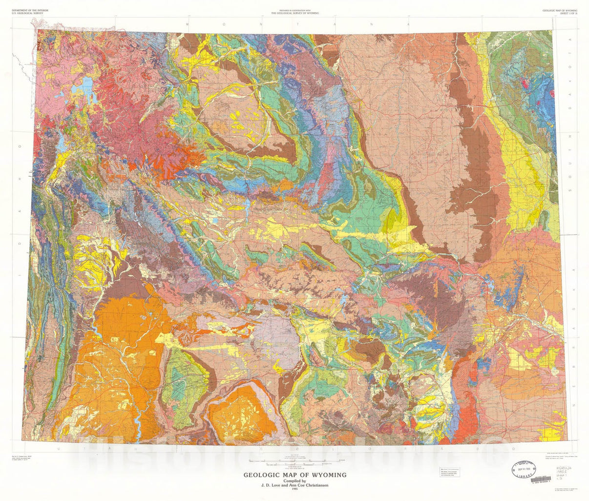 Map : Geologic map of Wyoming, 1985 Cartography Wall Art : – Historic ...