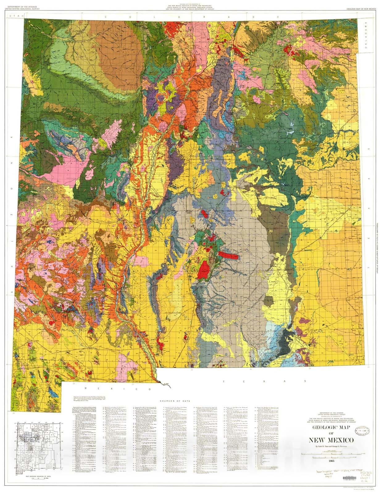 New Mexico Bedrock Geologic Map 1965 Print | Historic Pictoric