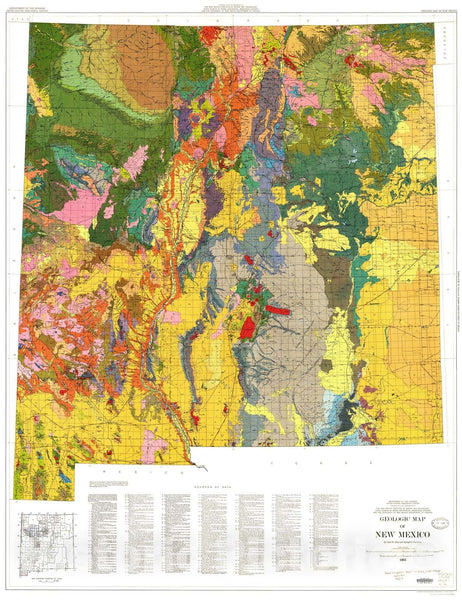Map : Geologic map of New Mexico, 1965 Cartography Wall Art ...