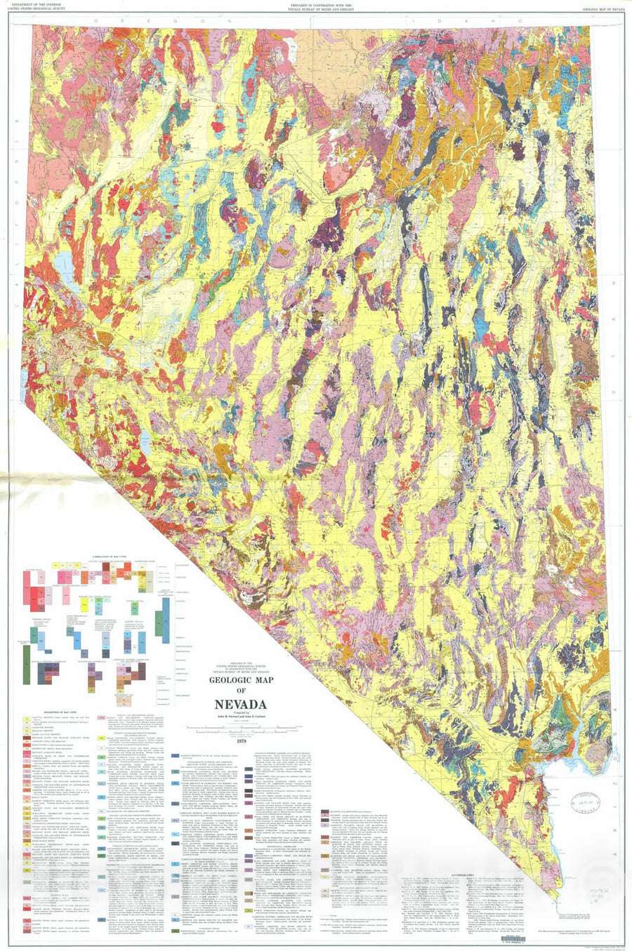 Map : Geologic map of Nevada, 1978 Cartography Wall Art : – Historic ...