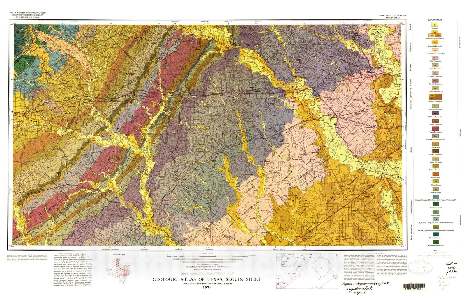 Map : Geologic atlas of Texas, Seguin sheet, 1974 Cartography Wall Art ...