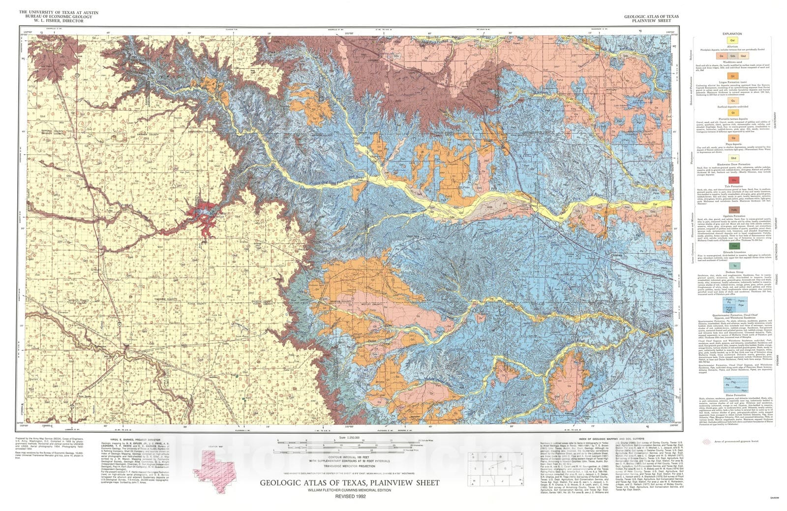 Map : Geologic atlas of Texas, Plainview sheet (revised 1992), 1968 Ca ...