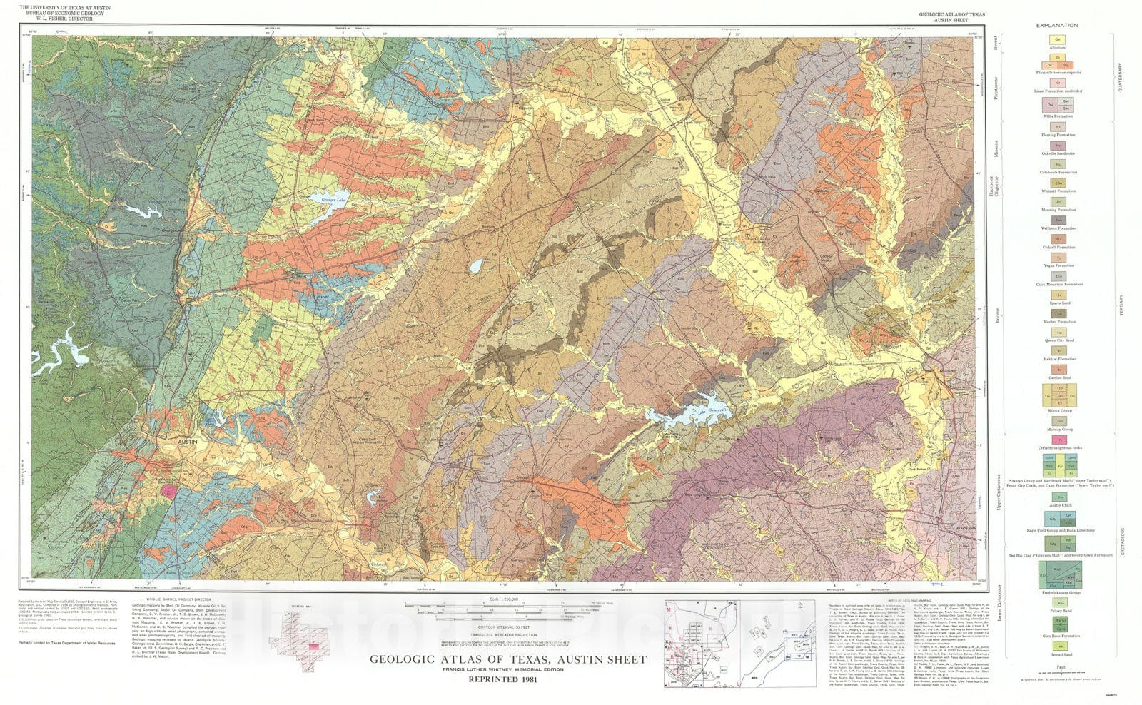 Map : Geologic atlas of Texas, Austin sheet, 1974 Cartography Wall Art ...